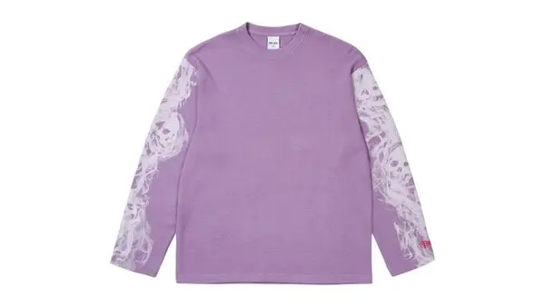 PALACE Smoked Waffle Long Sleeve Tee Shirt - Flat Grape
