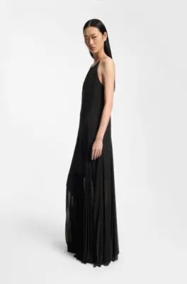 BOSS Sleeveless Dress With Plissé Skirt - Black