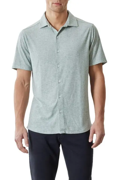 Robert Barakett Anton Knit Button-up Polo - Aqua