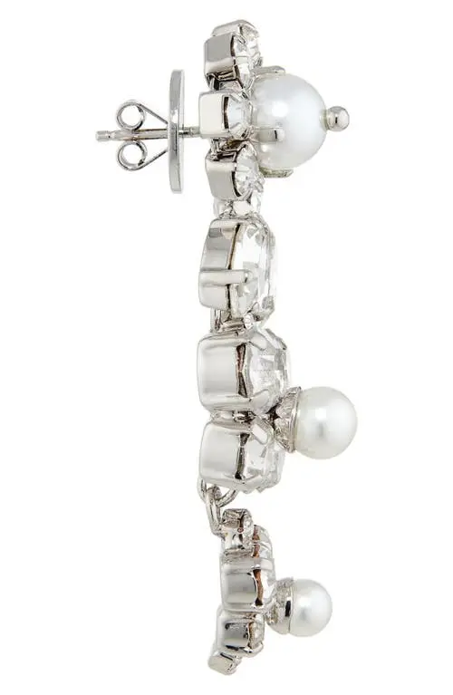 Simone Rocha Daisy Cluster Crystal & Faux Pearl Drop Earrings - Crystal/pearl