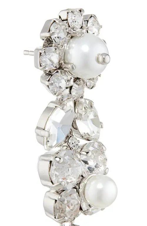 Simone Rocha Daisy Cluster Crystal & Faux Pearl Drop Earrings - Crystal/pearl