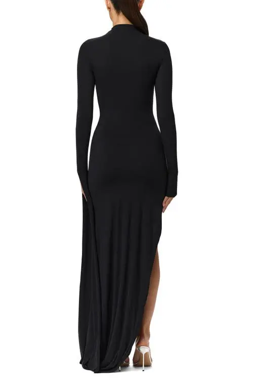 Naked Wardrobe Drape Long Sleeve Maxi Dress - Black