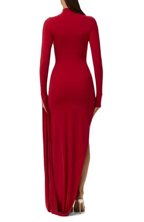 Naked Wardrobe Drape Long Sleeve Maxi Dress