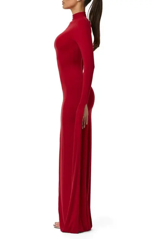 Naked Wardrobe Drape Long Sleeve Maxi Dress