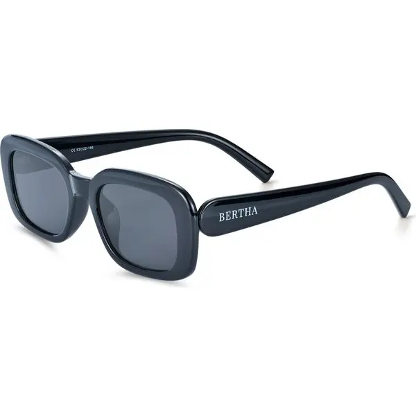 BERTHA WATCHES Rectangle Polarized Sunglasses - Black/black