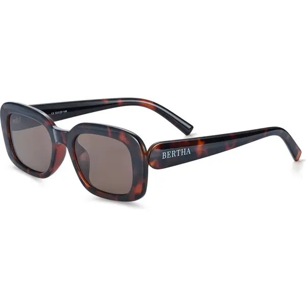 BERTHA WATCHES Rectangle Polarized Sunglasses - Tortoise/brown