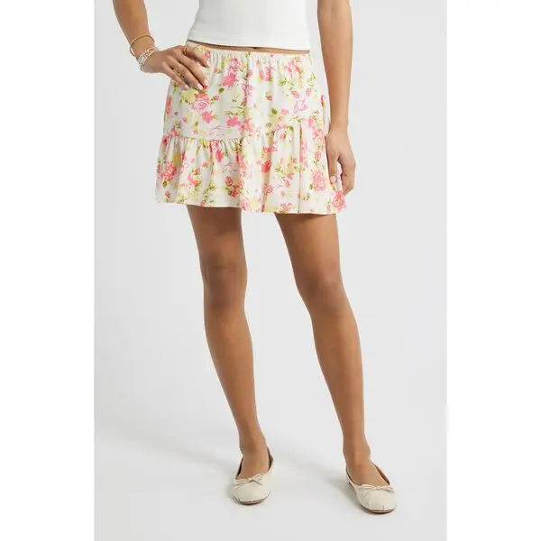 Bp. Chiffon Mini Skirt - Ivory-pink S Savannah Garden