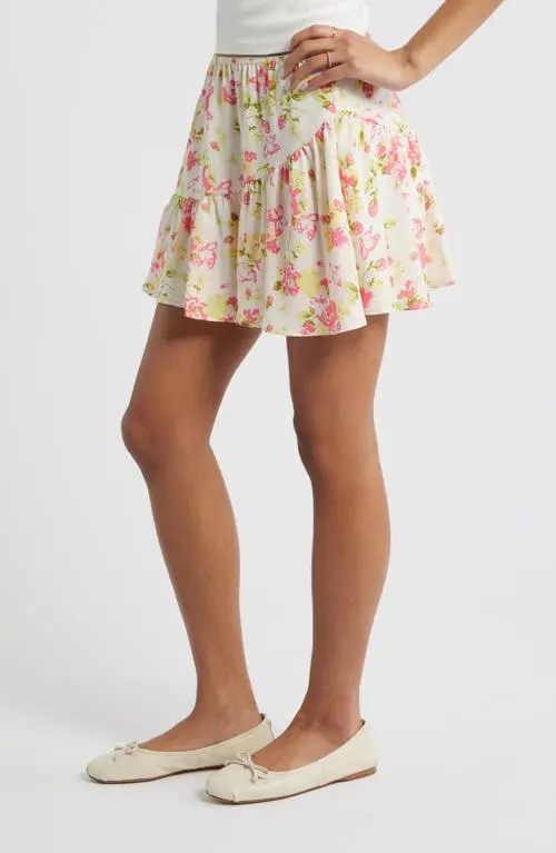 Bp. Chiffon Mini Skirt - Ivory-pink S Savannah Garden