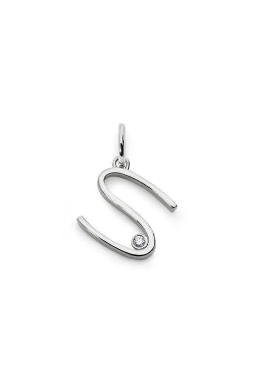 Monica Vinader Lab Grown Diamond Initial Pendant - Sterling Silver S