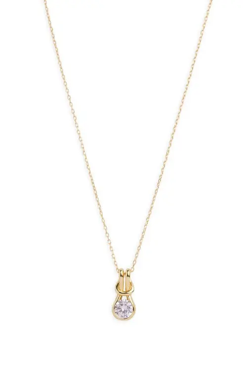 Argento Vivo Love Knot Cubic Zirconia Pendant Necklace - Gold