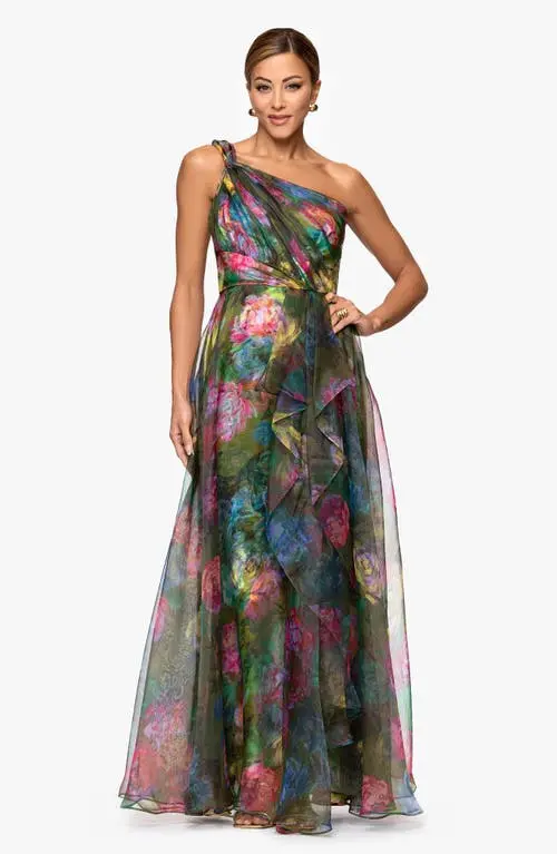 xscape evenings dresses Xscape Women's Sleeveless Halter Neck Printed Long Dress - RED PINK main image 1