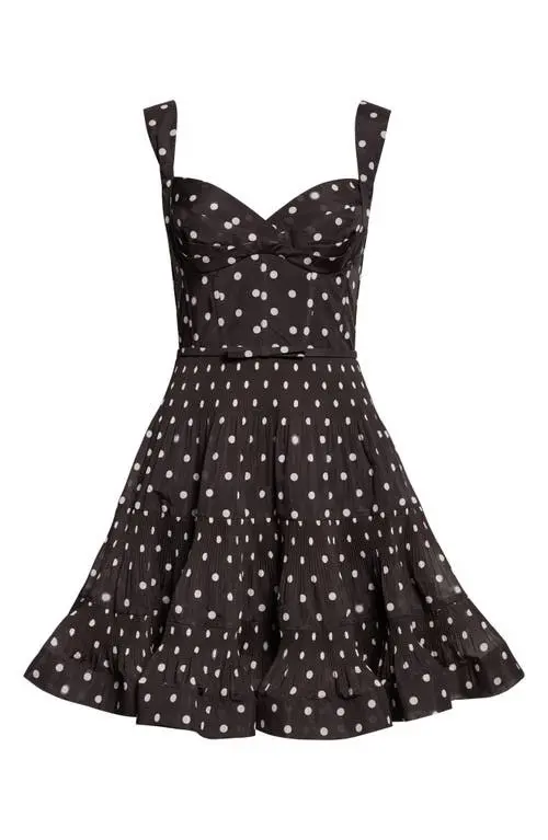 Zimmermann Kindred Spirit Pleated Draped Minidress - Black Dot