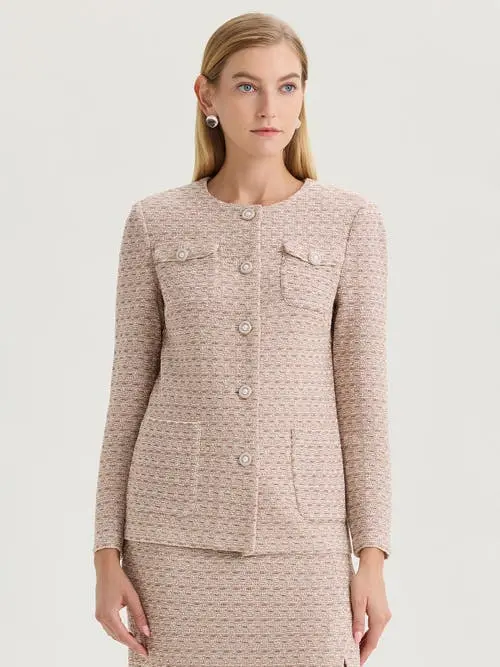 Misook Tonal Tweed Knit Jacket