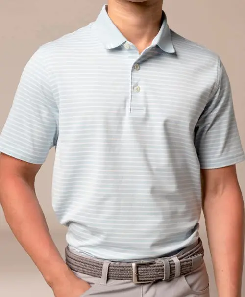 ASHWORTH GOLF 2bar Stripe Polo - Seafoam/white