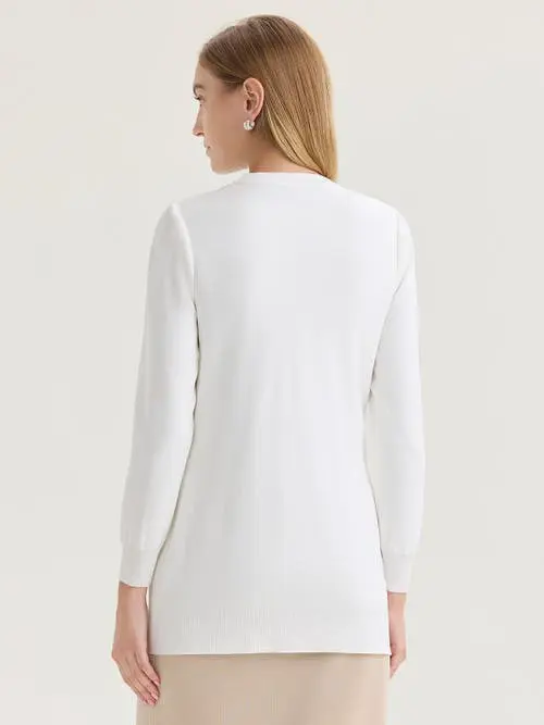 Misook Beaded Trim Flat Knit Cardigan