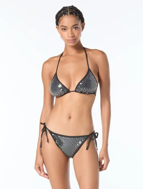 Vince Camuto Sequin String Triangle Bikini Top - Black