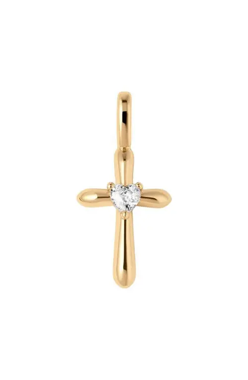 MADE BY MARY Cz Heart Cross Charm - Gold
