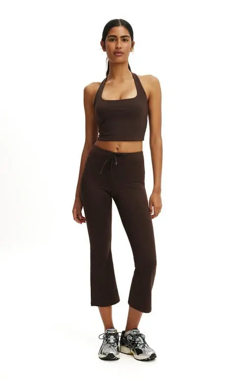 Cotton:on Active Ultra Soft Tie Front Cropped Kick Flare - French Roast