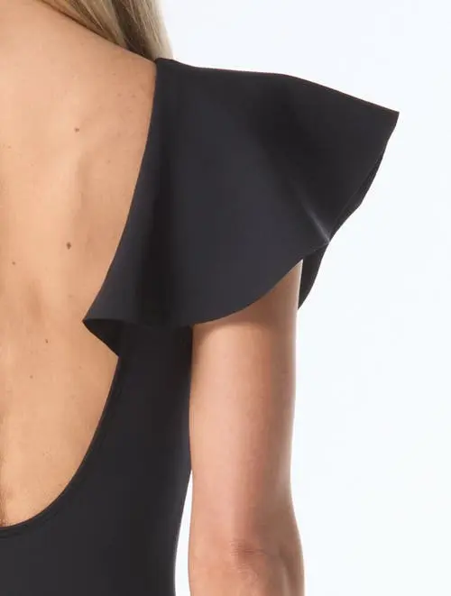 Vince Camuto Ruffle Shoulder One-piece Swimsuit - Black