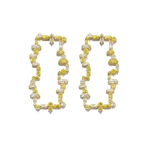 NICKHO REY Miami Baguette Crystal Drop Earrings - Yellow/gold