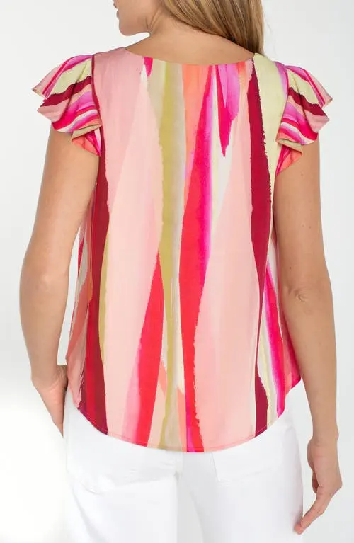 LIVERPOOL Printed Flutter Sleeve Top