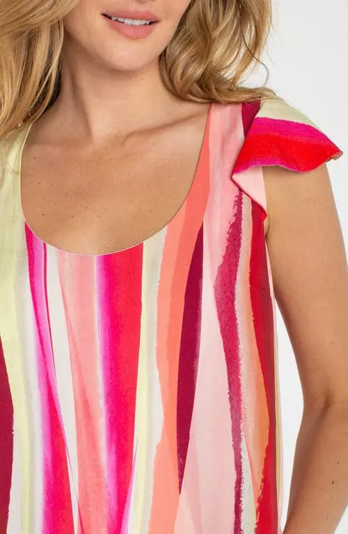 LIVERPOOL Printed Flutter Sleeve Top