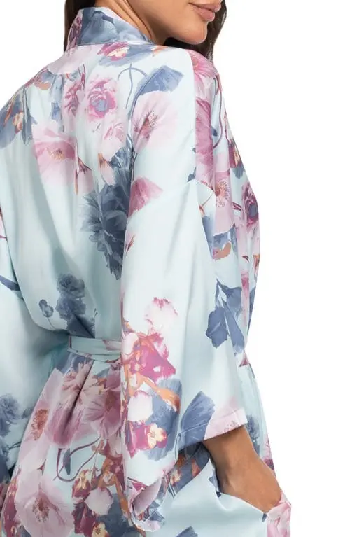 MIDNIGHT BAKERY Floral Satin Wrap Robe