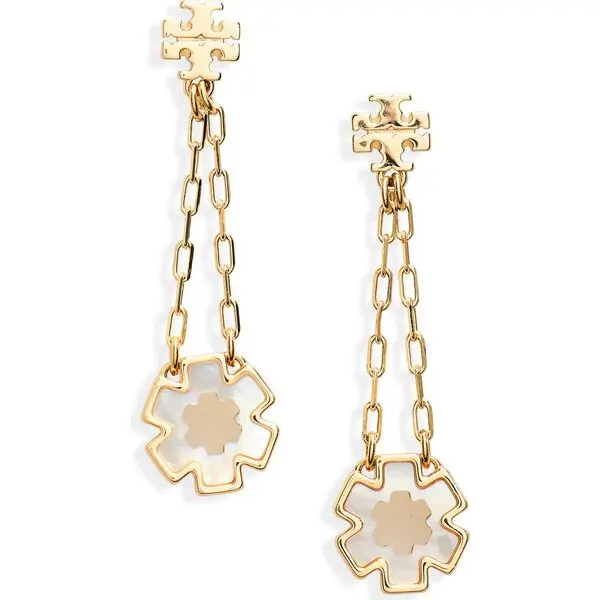 Tory Burch Forget Me Not Drop Earrings - Tory Gold/mother Of Pearl