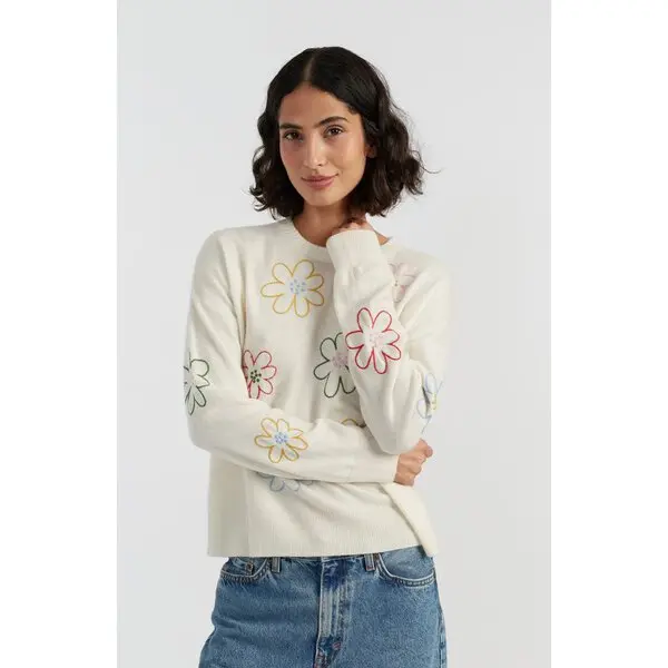 Chinti & Parker Wool-cashmere Garden Floral Sweater - Cream
