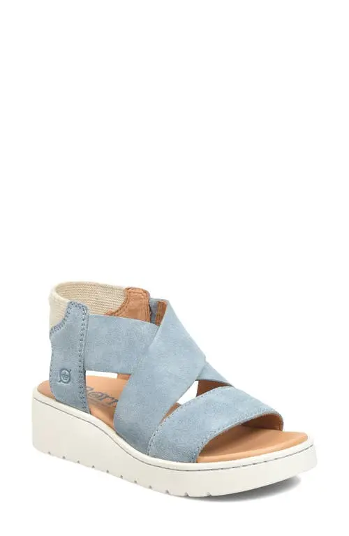 BØRN Kirby Wedge Sandal - Light Blue Suede
