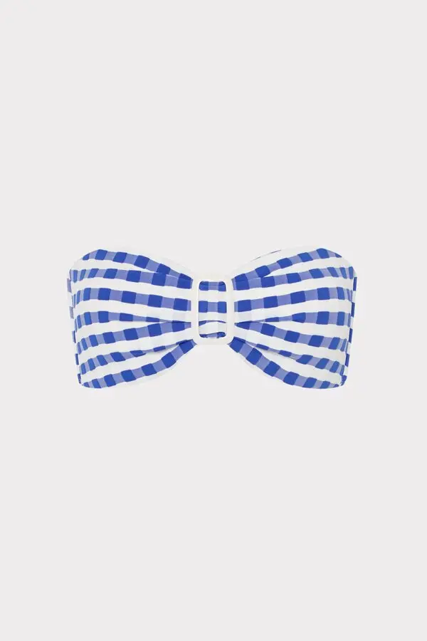 MILLY Margot Jacquard Cottage Bandeau Top - Blue/white