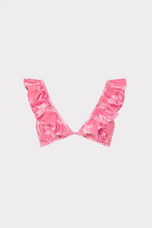 MILLY Canopee Ruffle Bikini Top - Pink