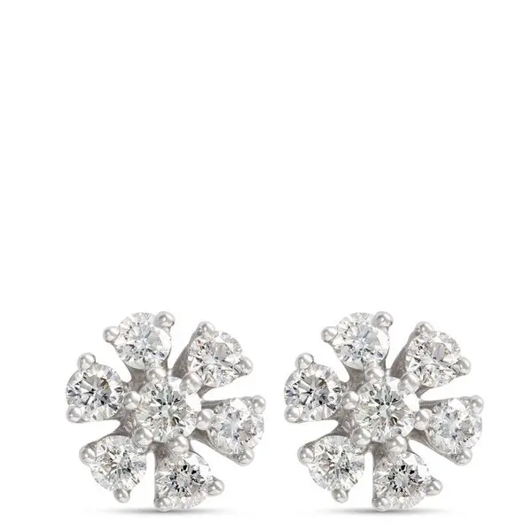 Benbridge Flower-shaped Diamond Stud Earrings - Hi