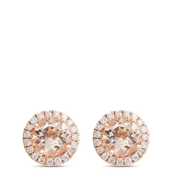 Benbridge 14k Rose Gold Morganite And Diamond Stud Earrings - Ij
