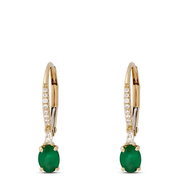 Benbridge Oval Emerald And Diamond Drop Earrings - Green