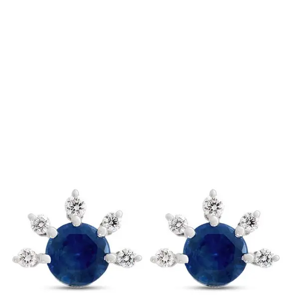 Benbridge Round Sapphire And Diamond Stud Earrings - Blue