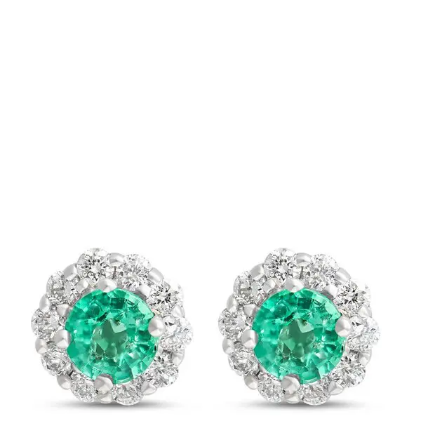 Benbridge Emerald And Diamond Stud Earrings - Hij