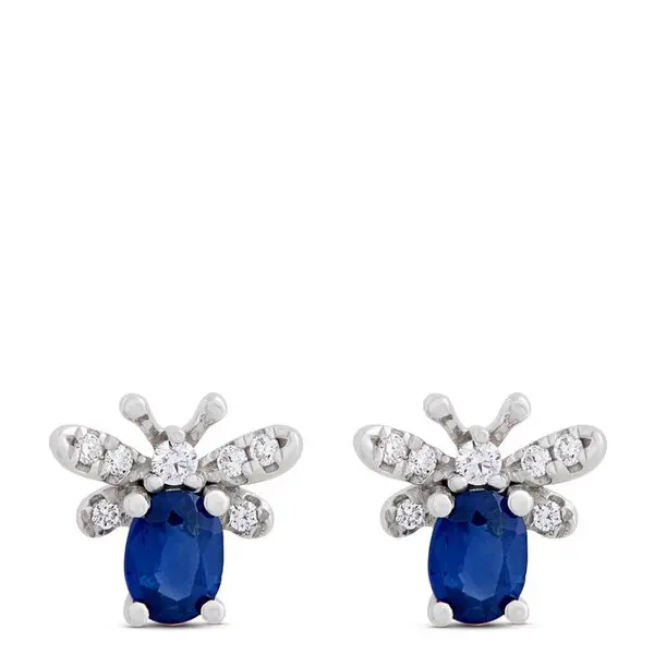 Benbridge Oval Sapphire Bee Stud Earrings - Wg