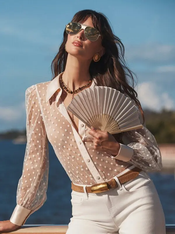 L'Agence Sophie Long-sleeved Blouse Top - Ecru