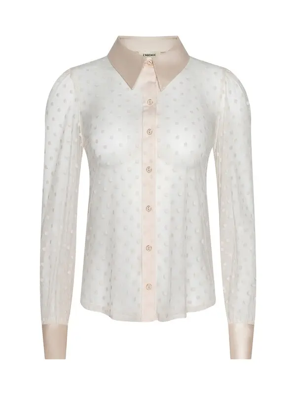L'Agence Sophie Long-sleeved Blouse Top - Ecru