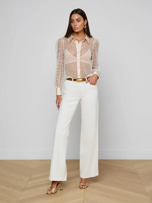 L'Agence Sophie Long-sleeved Blouse Top - Ecru