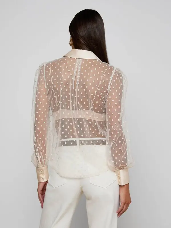 L'Agence Sophie Long-sleeved Blouse Top - Ecru