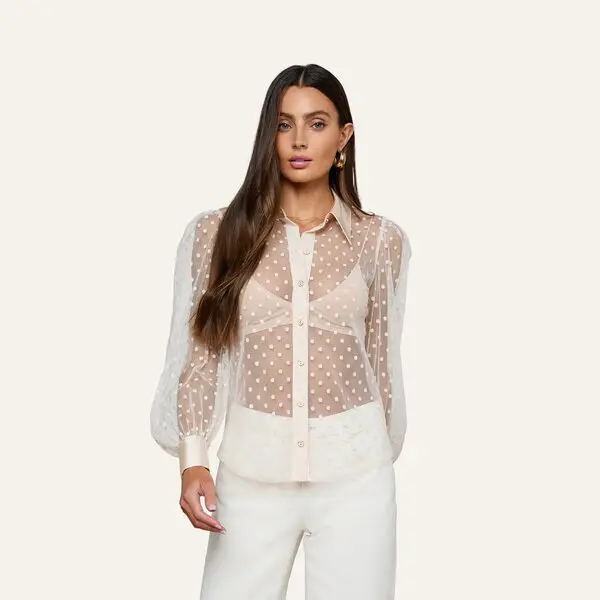 L'Agence Sophie Long-sleeved Blouse Top - Ecru