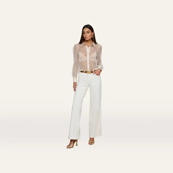 L'Agence Sophie Long-sleeved Blouse Top - Ecru