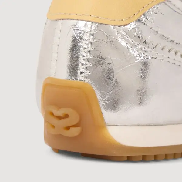 Sandro Metallic Crinkled Effect Low-top Sneakers With Contrasting Wave Detail