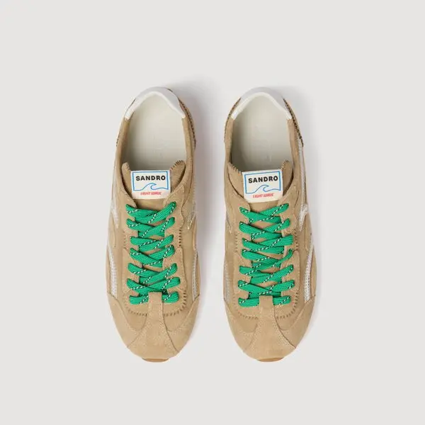 Sandro Light Wave Suede Sneakers - Beige