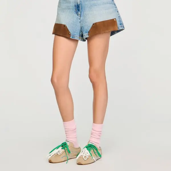 Sandro Light Wave Suede Sneakers - Beige