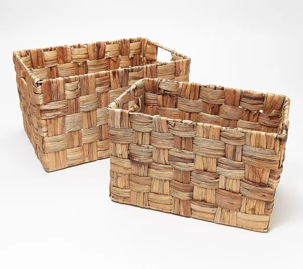 PACIFIC THYME As Is Set Of 2 Nesting Woven Storage Baskets - One-color