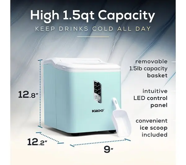 IGLOO Automatic Self-cleaning 26-lb. Ice Maker, Aqua