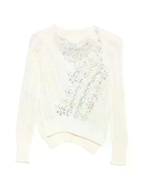 Ermanno Scervino Lace-detail Knit Sweater - Neutrals